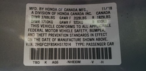 Genuine Honda Outlet Assembly Rear Air 75450-TBA-A02 fits 2016-19 Civic ...