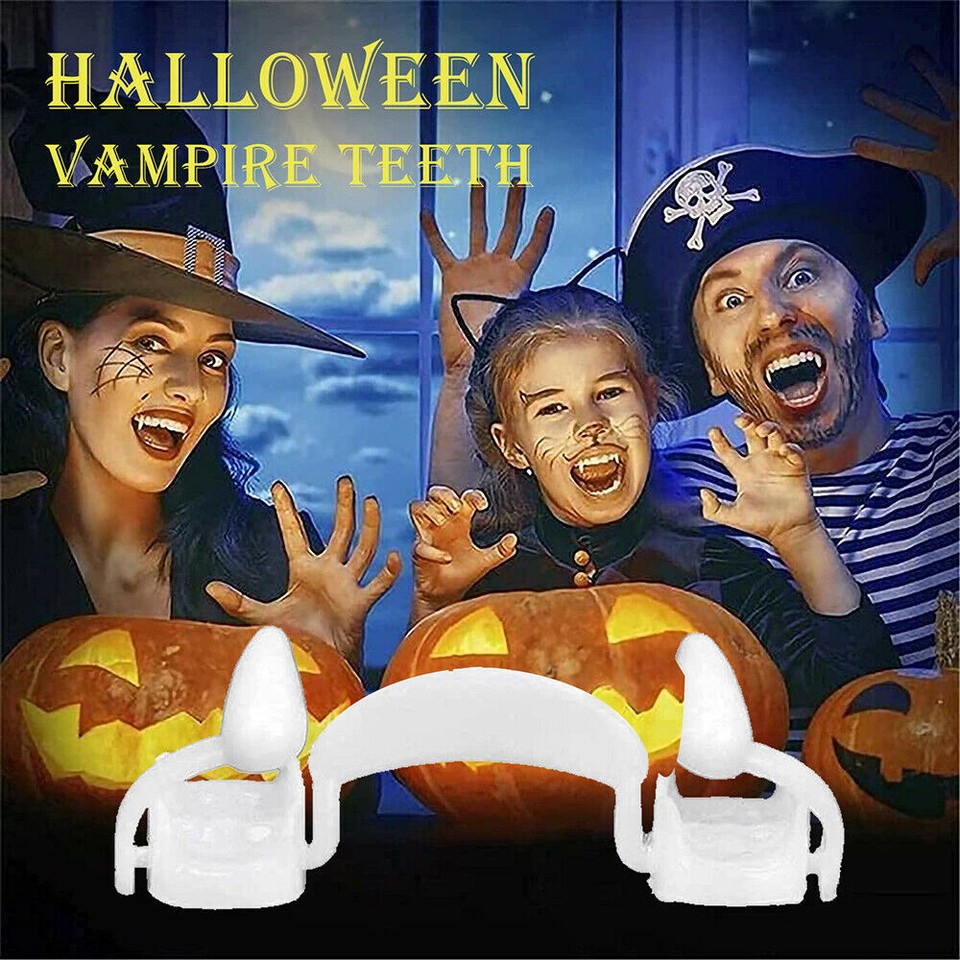 4×Retractable Vampire Teeth Fangs Halloween Cosplay Makeup Zombie ...