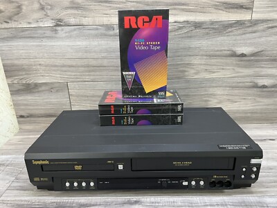 SYMPHONIC WF803 VHS PLAYER VCR RECORDER & DVD PLAYER COMBO TESTED CLEAN ...
