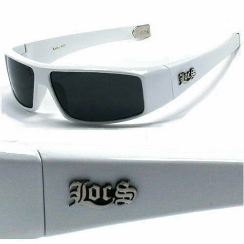 Locs Mens Rectangular Gangster Sports OG Sunglasses UV Protect White ...
