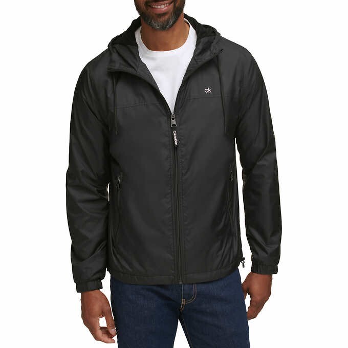Calvin Klein Men’s Windbreaker Jacket BLACK SMALL Hooded Lined ...