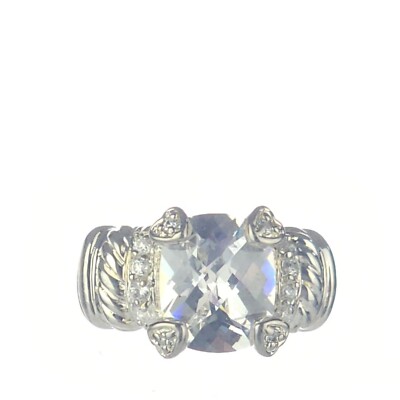 925 Solid Sterling Silver Sparkly Right Hand Statement Ring Size 8 | eBay