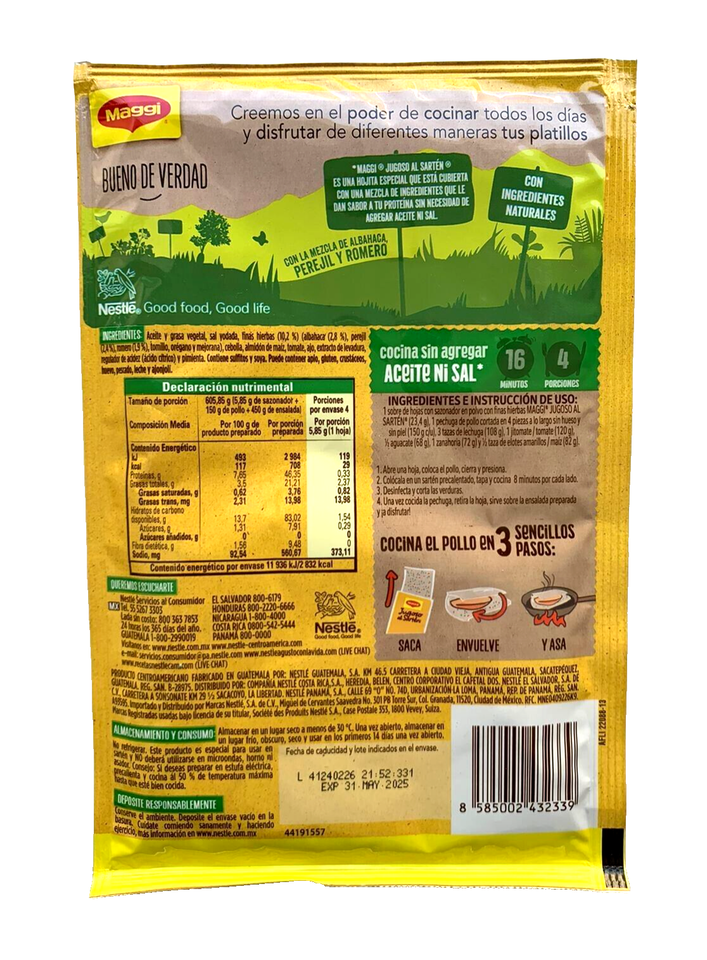 4-Pk Maggi Jugoso al Sarten 4 Hojas Maggi Seasoning 4 Sheets 23.2g/.8oz ...