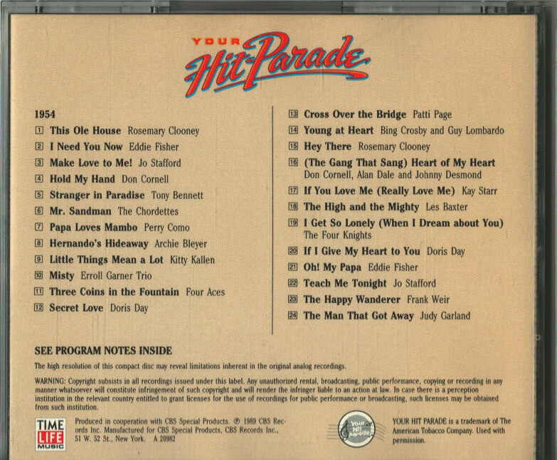 YOUR HIT PARADE 1954 TIME LIFE (CD, 1991, MCA) | eBay