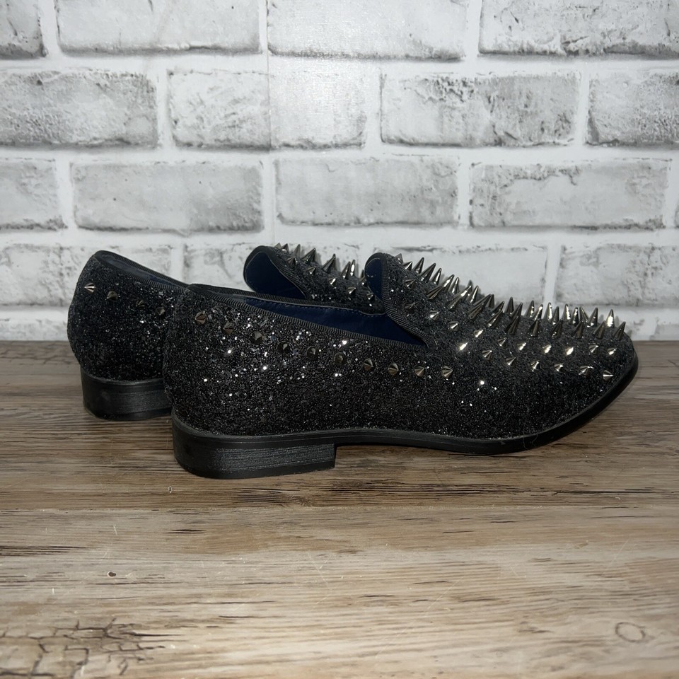 ALBERTO FELLINI Sparko 16 Sparkly Spiky Black Slip On Shoes Mens Size 9 ...