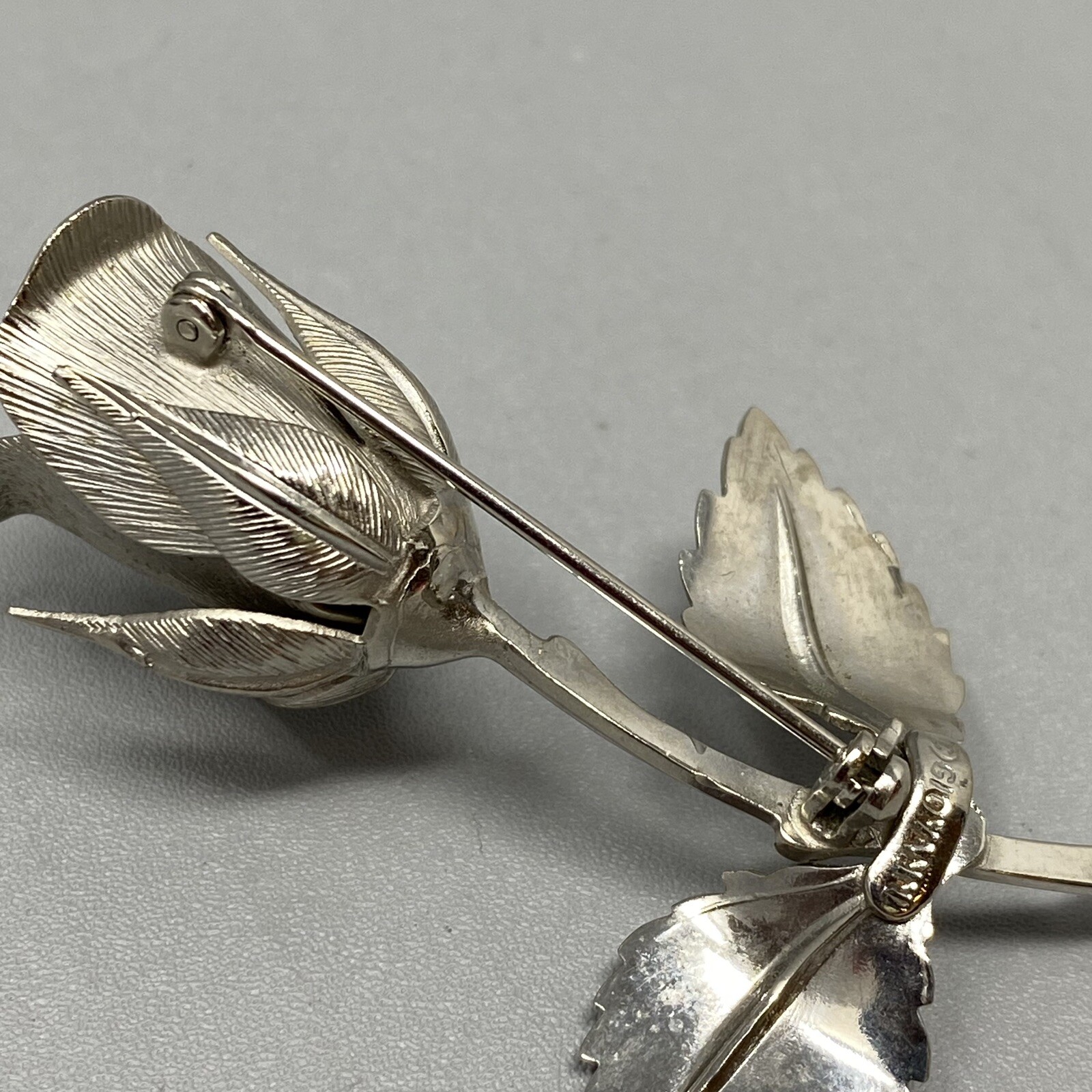 VTG Giovanni Silver Tone Budding Rose Brooch Flower Brushed Classic Signed 2.75" | eBay