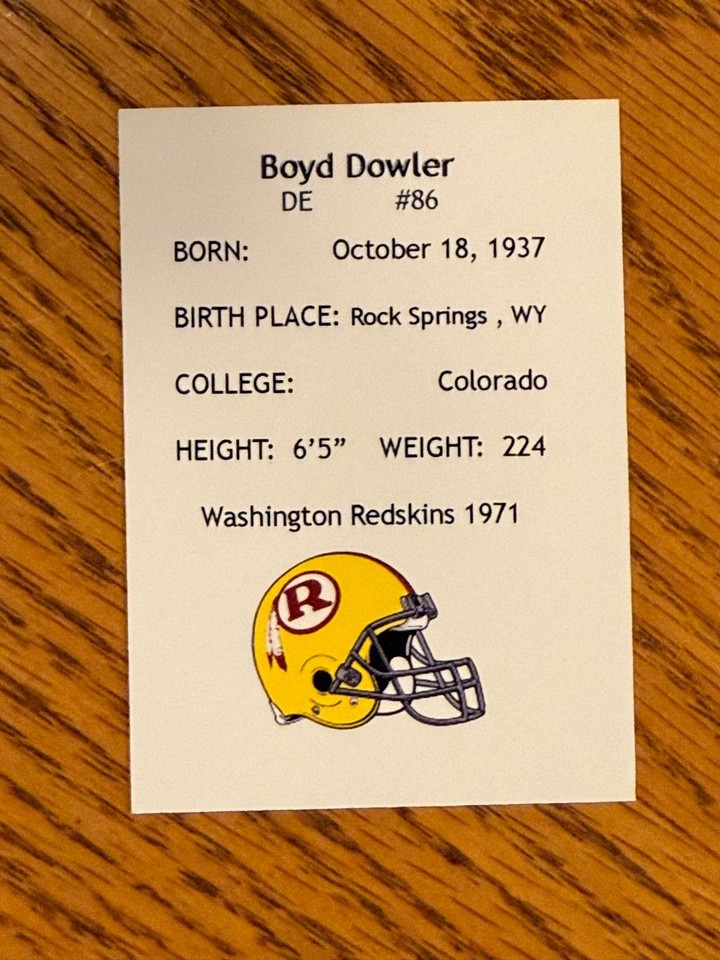 Boyd Dowler custom card - Washington Redskins | eBay