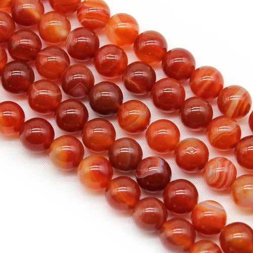 Natural Red Stripe Agate Gemstone Round Loose Beads 6mm 8mm 10mm 12mm ...