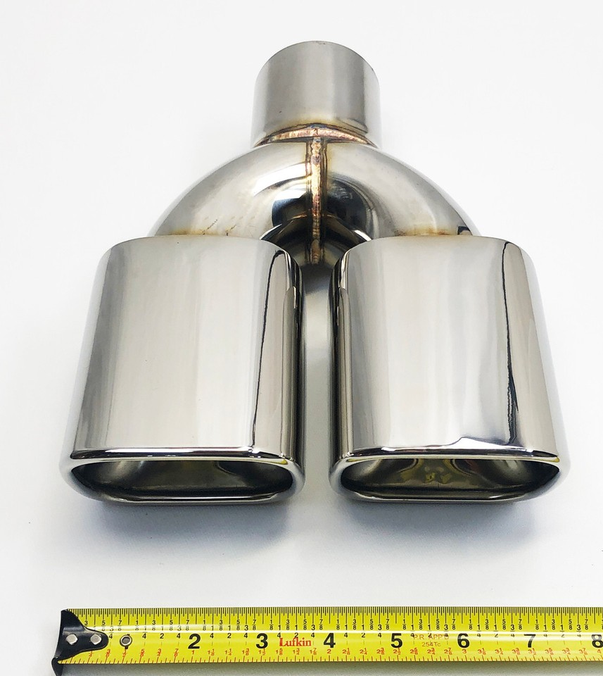 2.50 Inlet 3.00 x 3.65 Outlet 10.25 long Dual Rolled Resonated Exhaust ...
