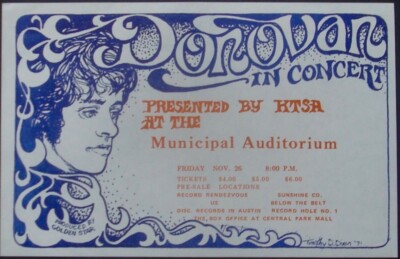 DONOVAN AUSTIN 1971 concert Handbill 5.5x8.5 NM | eBay