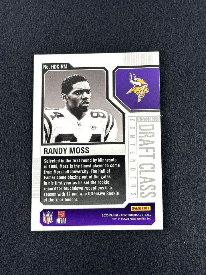 2023 Panini Contenders RANDY MOSS Red Foil Historic Draft Class #HDC-RM ...