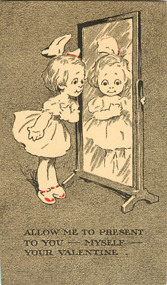 AM Davis 407 Arts & Crafts Postcard Valentines Day Cute Little Girl In ...