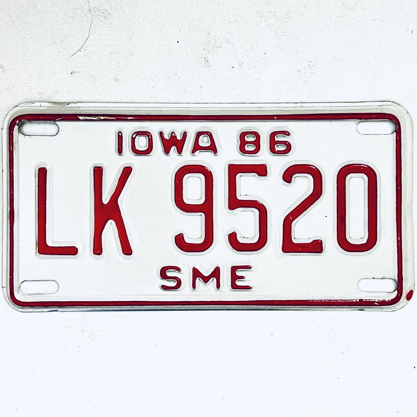 1986 United States Iowa Base SME License Plate LK9520 | eBay