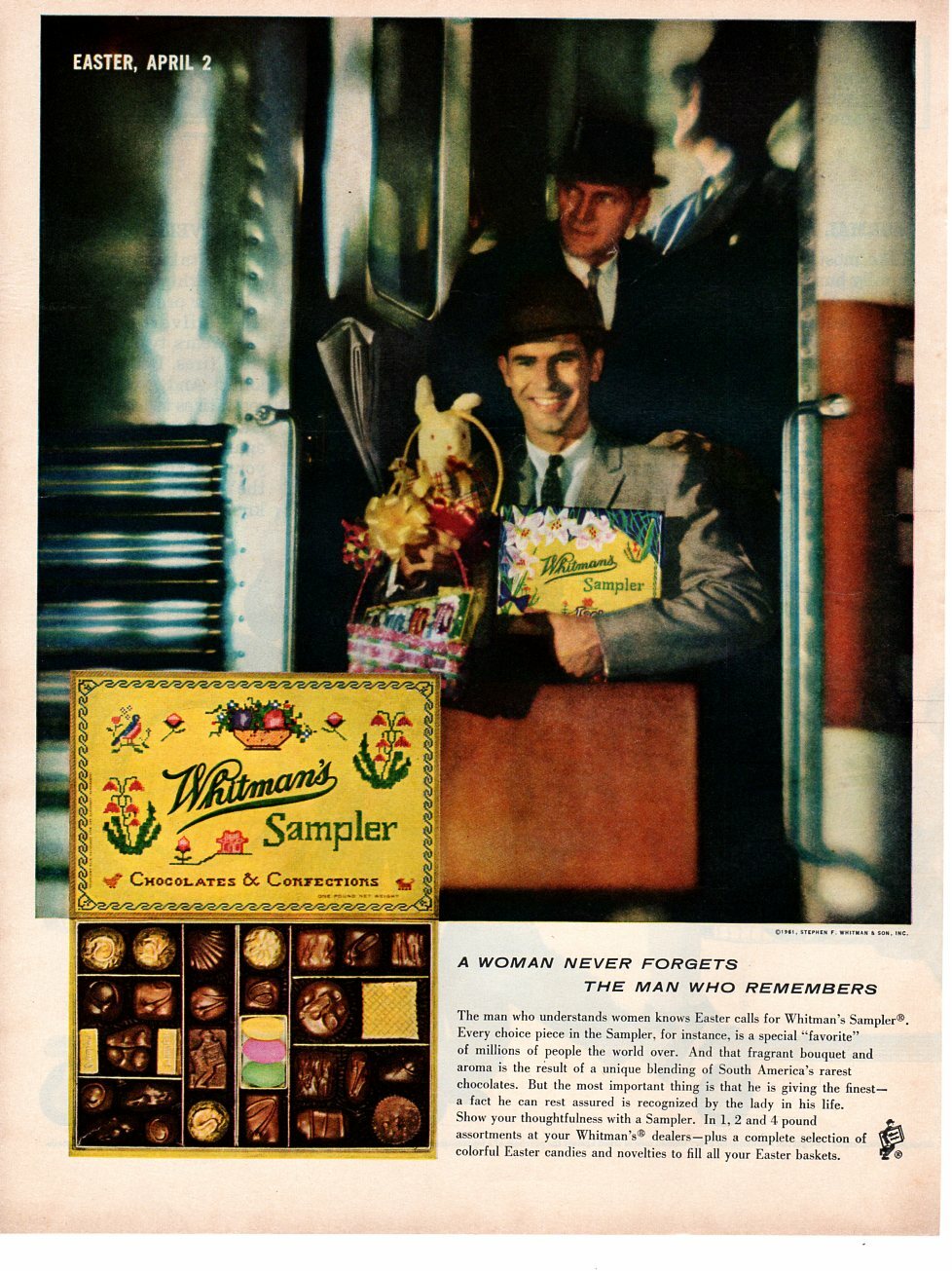 Vintage advertising print the Candy WHITMAN'S Sampler Easter Man ...