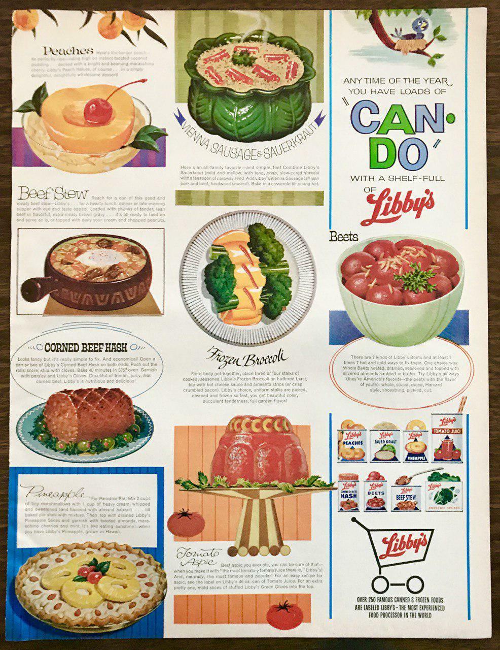 1964 Libby's Canned Foods Print Ad Year Round Meals You Can Make w ...