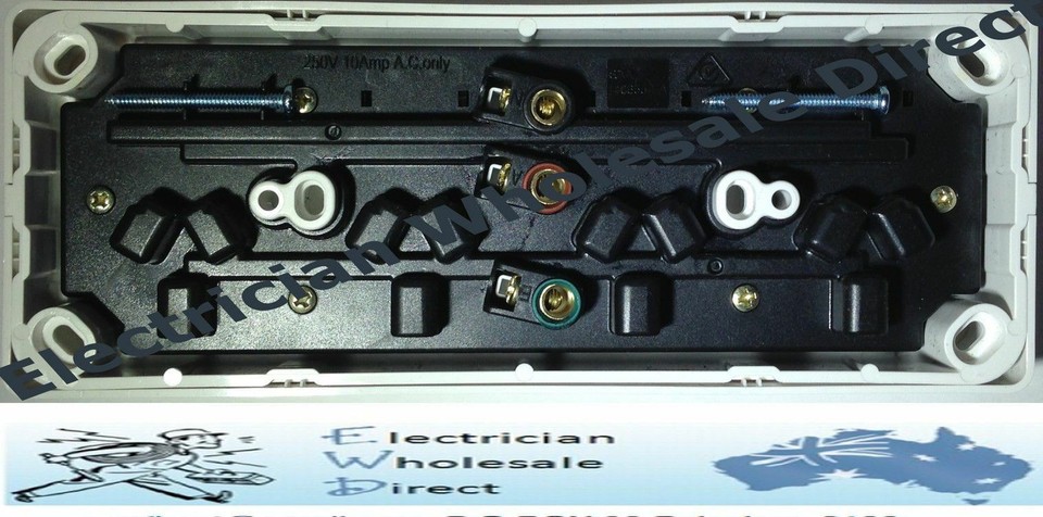 DOUBLE POLE 4 QUAD GPO Power Point Quad Socket Outlet with NEON 4 way 4 ...