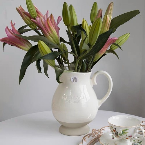 Ceramic Water Pitcher Flower Vase French Country Jug Vase | eBay Australia