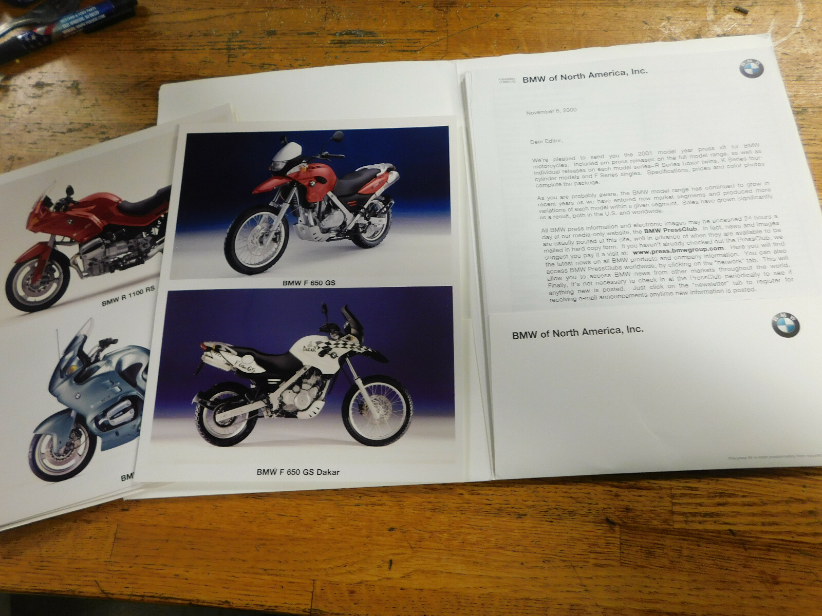 Kit De Communiqué De Presse BMW F 650100 R L 1150 1200 De Motos Avec ...