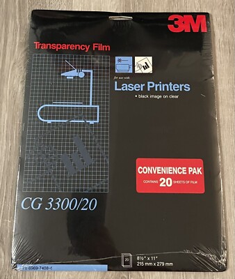 3M Transparency Film Sheets for Laser Printers CG3300 20 Sheets 8.5" x ...