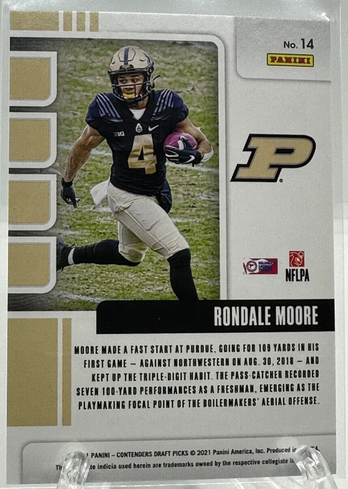 RONDALE MOORE - 2021 Contenders Draft Picks School Colors rookie insert ...