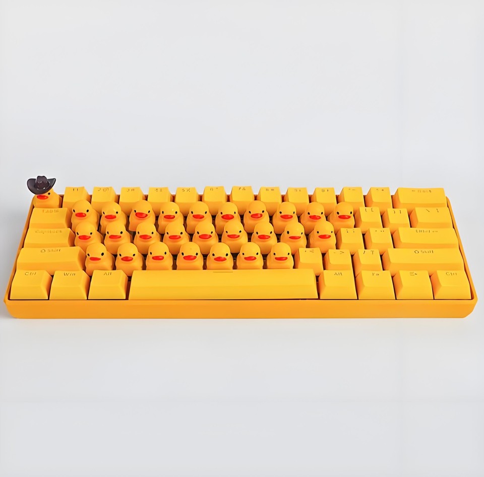 Yellow Cute Duck Mechanical Keyboard Press Crow USB Interface Keyboard ...