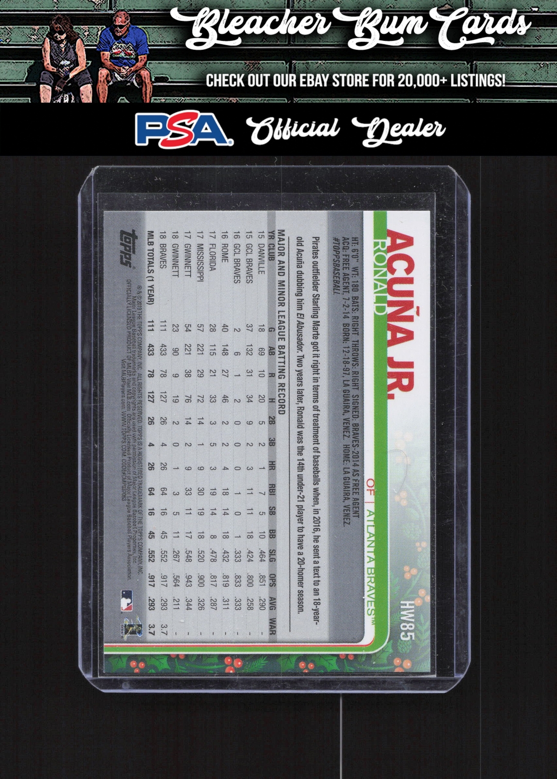 2019 Topps Holiday HW85 Ronald Acuna Jr. Candy Cane Bat SP | eBay