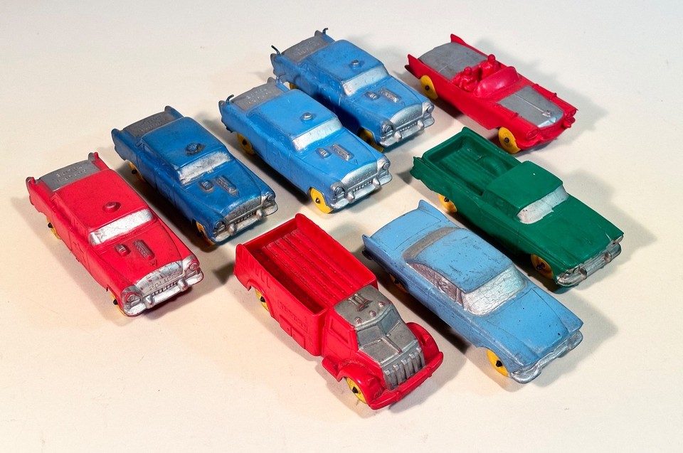 8 Vintage Auburn Die Cast Rubber Cars 1950s Various Colors Yellow ...