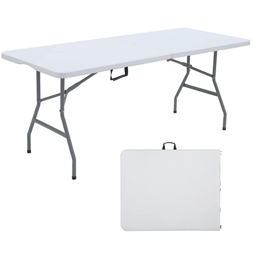 6FT Dining Table, Foldable Plastic Utility Table, Indoor Outdoor ...