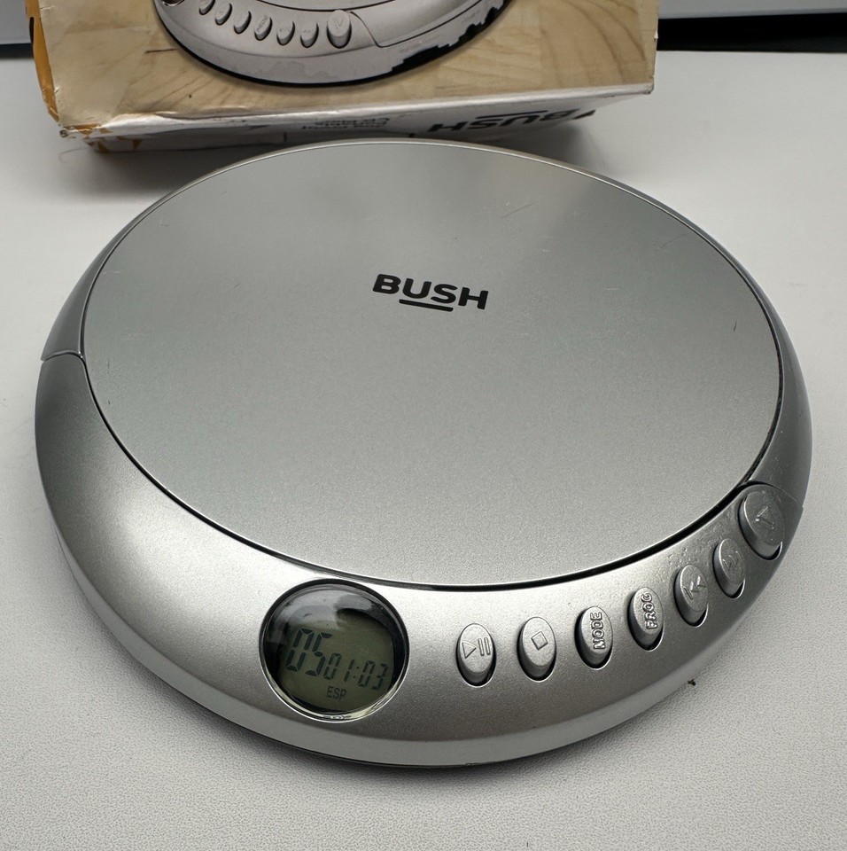 Bush PCD-220B Portable CD Player Silver Retro Discman Style Walkman ...