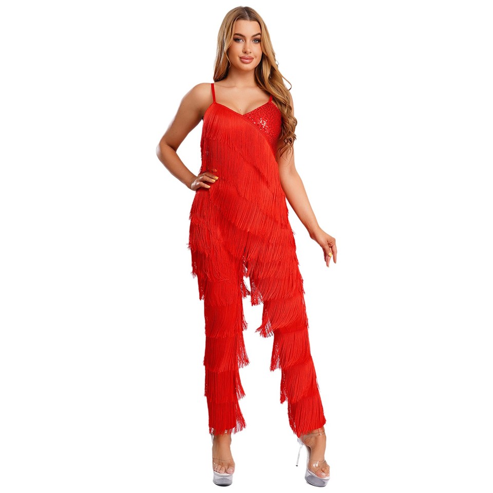 Womens Jumpsuit Sequin Bodysuit Cocktail Rompers 70s Dancewear Music ...