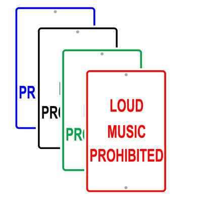 Loud Music Prohibited Home Office Warning Notice Wall Decor Aluminum ...