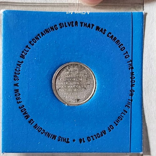 1971 Franklin Mint Apollo 14 Traveled to the Moon Mini Silver Coin ...