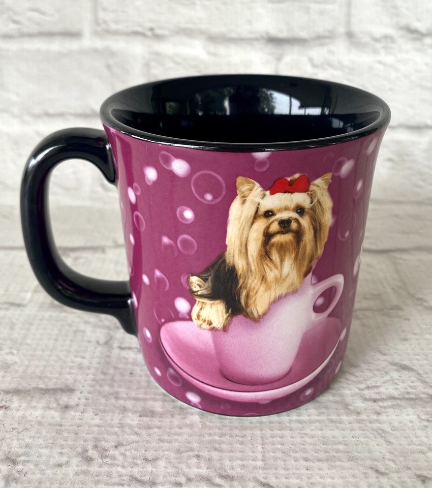 Yorkie Coffee Mug Dog Tea Cup Yorkshire Terrier Mauve Pink Keith ...