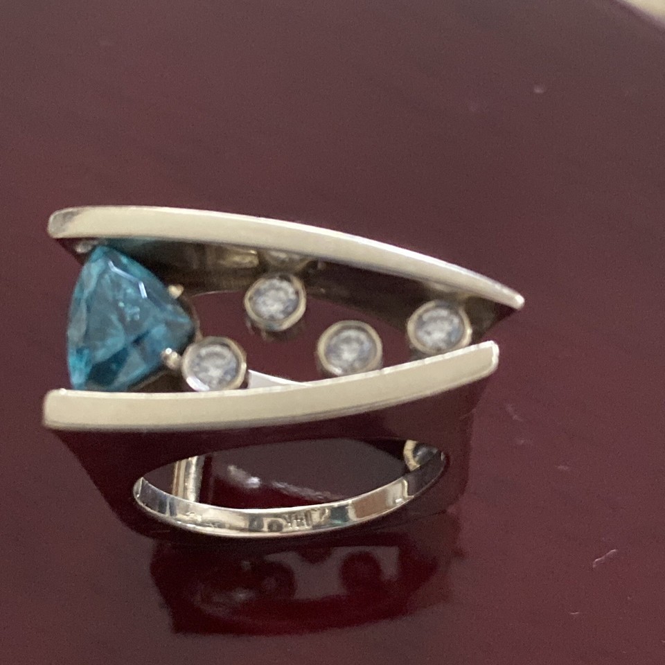14k Designer Harry Roa Diamonds Blue Stone Modern Ring One Of A Kind | eBay