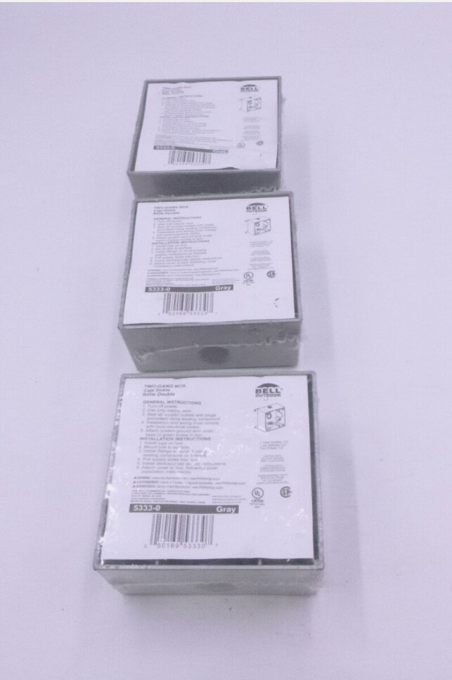 3 Pack Bell 5333-0 Aluminum 2 Gang Weatherproof Outlet Box 50169533307 ...