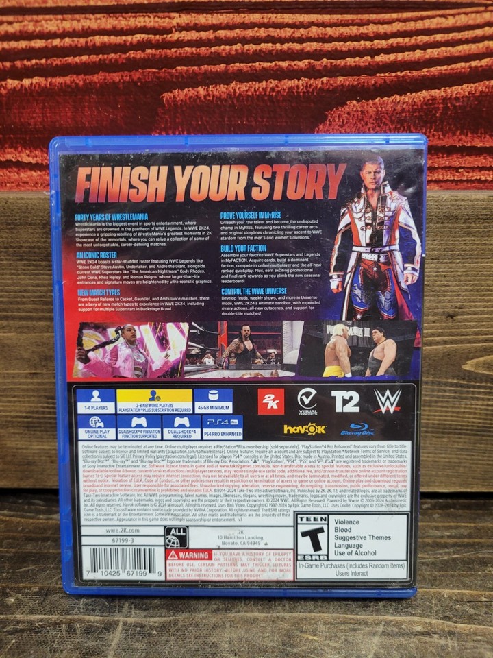 Sony PS4 WWE 2K24 (GAME AND CASE) | eBay