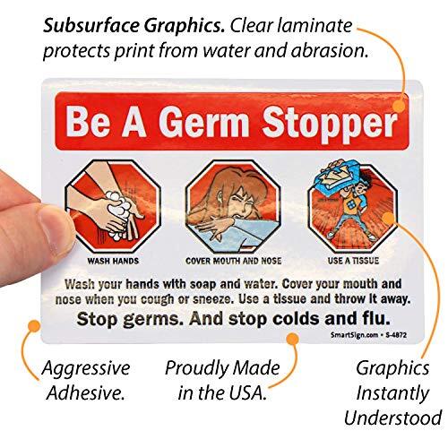 “Be A Germ-Stopper" Hand Washing Label | 3.5" x 5" Laminated Vinyl Pack ...