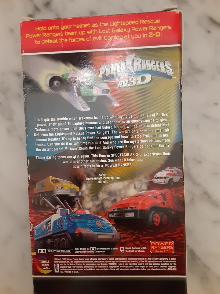 Saban's Power Rangers Triple Force in 3-D (VHS) Animated AOB tape ...