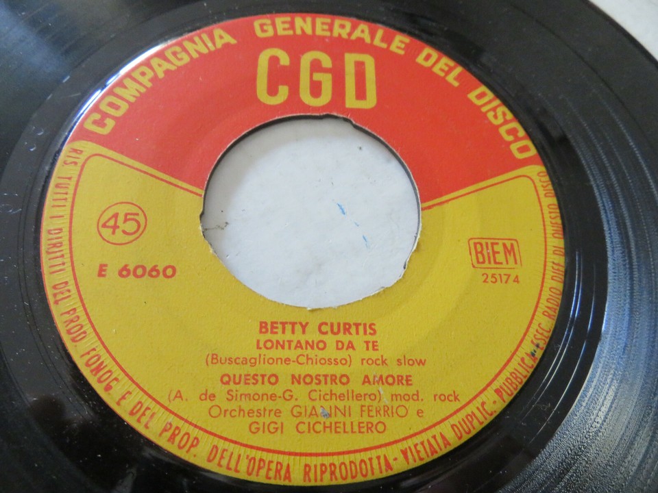 Disk Vinyl 45 RPM - Betty Curtis - The Rain Will Fall - CGD E6060 | eBay