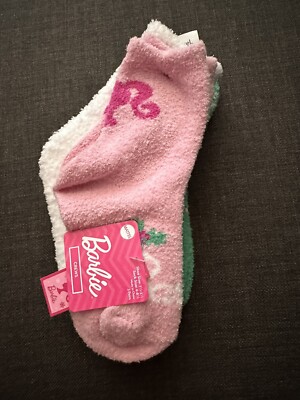 Kids Barbie Christmas Fuzzy Crew Socks (3 pairs) | eBay
