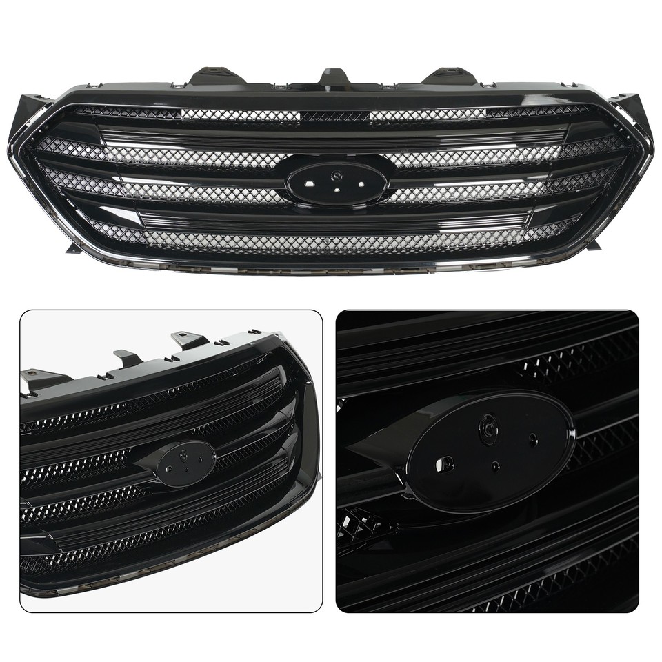 Front Bumper Cover Grille Assembly Set For 2013-2019 Ford Taurus Black ...