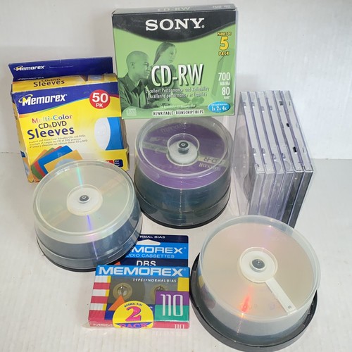 Mixed Blank Media Lot 100+ pieces Maxell Memorex Sony DVD-R CD-R CD-RW ...