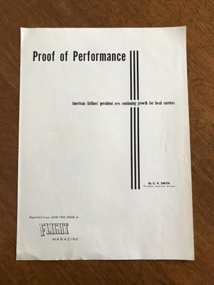 1952 American Airlines Performance Report Flight Magazine President CR ...