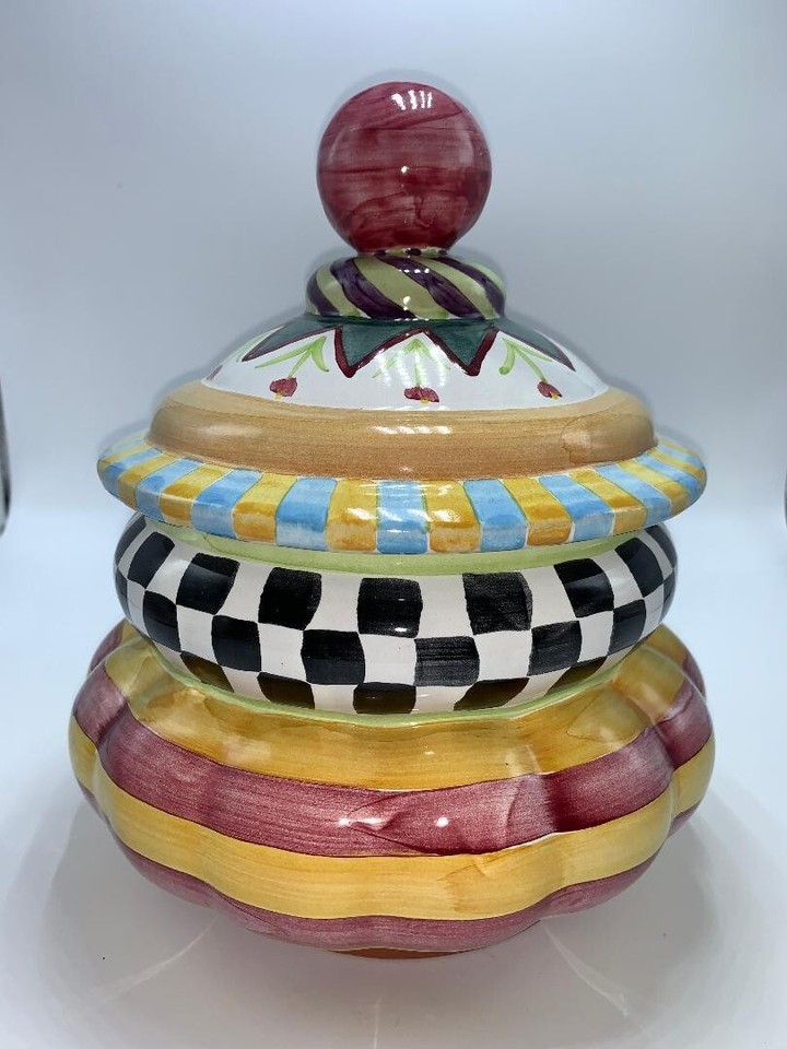 MACKENZIE CHILDS TAYLOR ODD FELLOWS GROOVY CANISTER MINT! | eBay