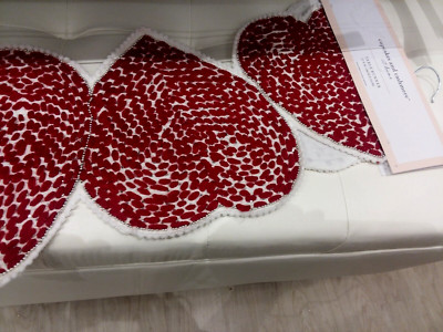 Cupcakes and Cashmere EMBELLISHED HEARTS TABLE RUNNER beaded red silver ...