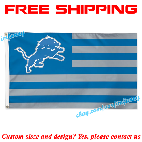 Detroit Lions Flag Americana Stars & Stripes Deluxe Banner 3x5 ft NFL ...