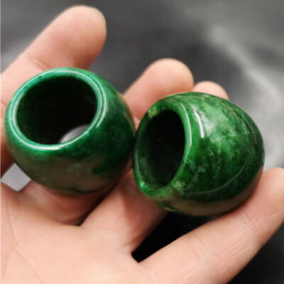 Genuine Dark Green Jasper Jadeite Jade Men's Big Thumb Ring BanZhi ...