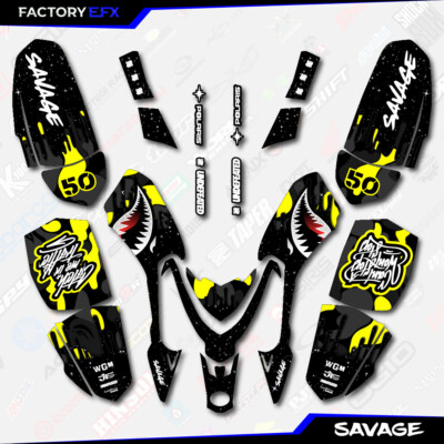 Black & Yelllow Savage Camo Racing Graphics kit fits Polaris Predator ...