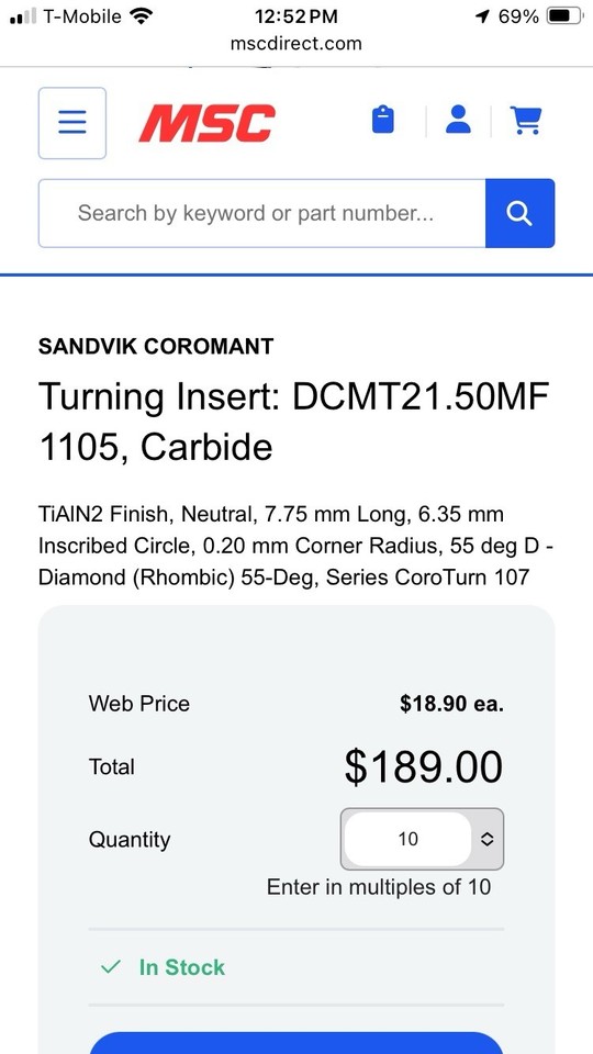 SANDVIK DCMT 07 02 02-MF 1105 #5730731 10 Pcs. New Un Open | eBay