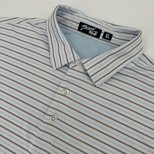 Inward Half Polo Shirt Mens XL Blue Striped Golf Performance Wicking ...